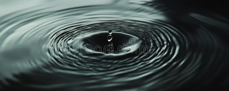 Water Droplet Creating Ripples on Dark Surface, Abstract Tranquility ...