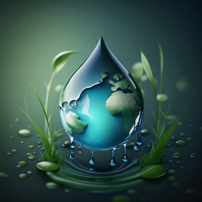 Water Droplet with the Earth on World Water Day, Generative Ai Stock ...