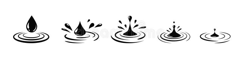 Water Droplet Fall Fx Logo Animation. Moisture Drop Ripple Icon Stock ...