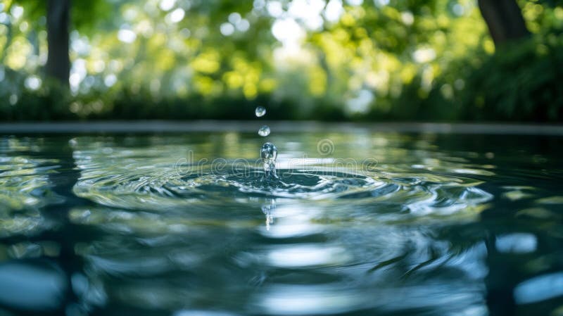 Water Droplet Falling into Calm Water Creating Ripples Stock ...