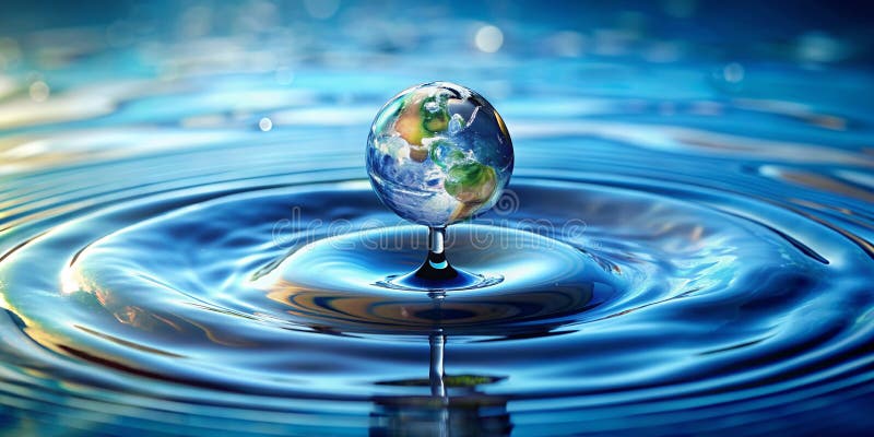 A Water Droplet is Falling on a Globe Concept of the Earth Being a Part ...