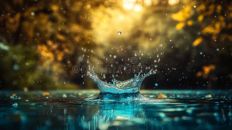A Water Droplet Falling Onto a Tranquil Pond Creates Ripples in the ...