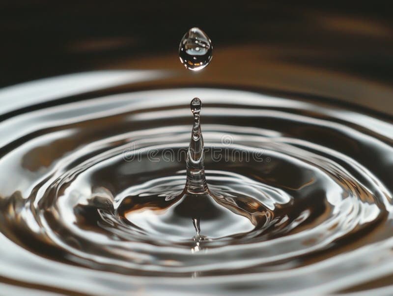 Water Droplet Falling into Pool Stock Photo - Image of generated ...