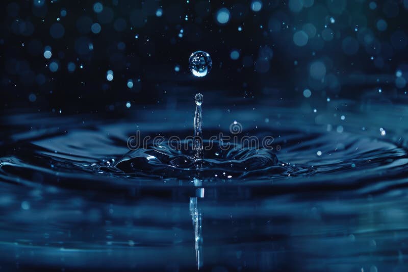 Water Droplet Falling into Pool Stock Image - Image of falling, liquid ...