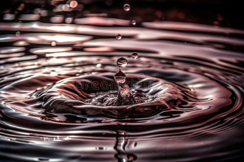Water Droplet Impact, Dark Liquid, Ripple Effect Stock Illustration ...