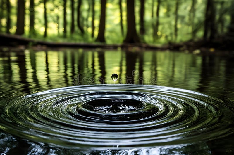 Forest Water Drop Ripples stock illustration. Illustration of scenic ...
