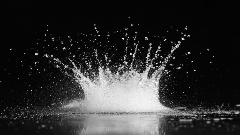 Water Droplet Impact Splash on Black Background Stock Illustration ...