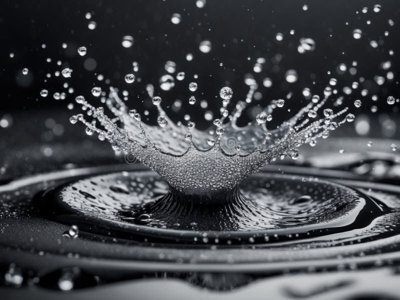 A Water Droplet Impacting a Surface Creates a Crown of Liquid with a ...