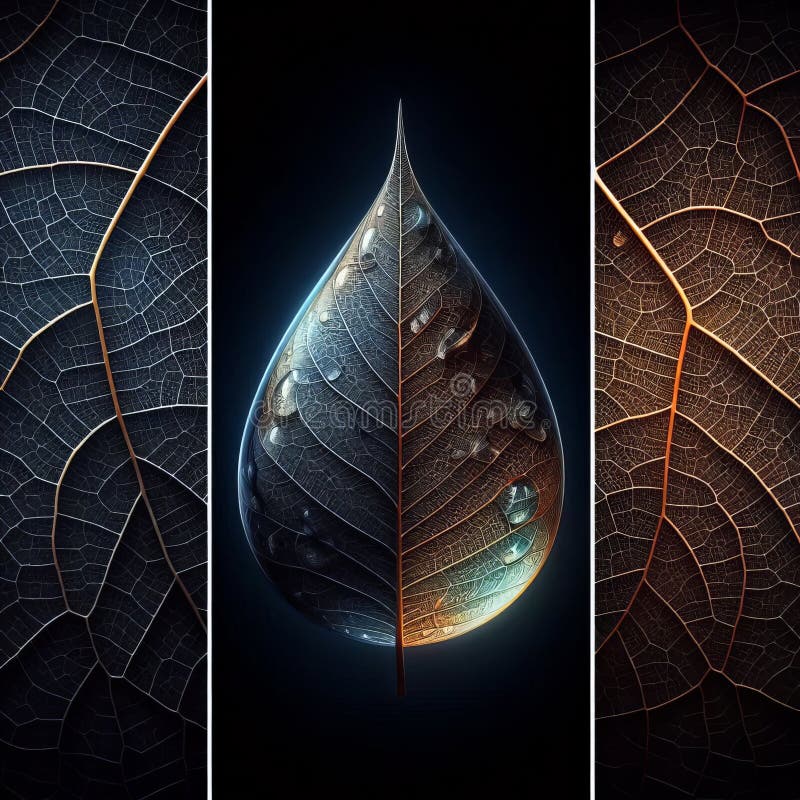 Water Droplet on a Leaf All Three a Photogram of a Leaf Pixel Ar Stock ...