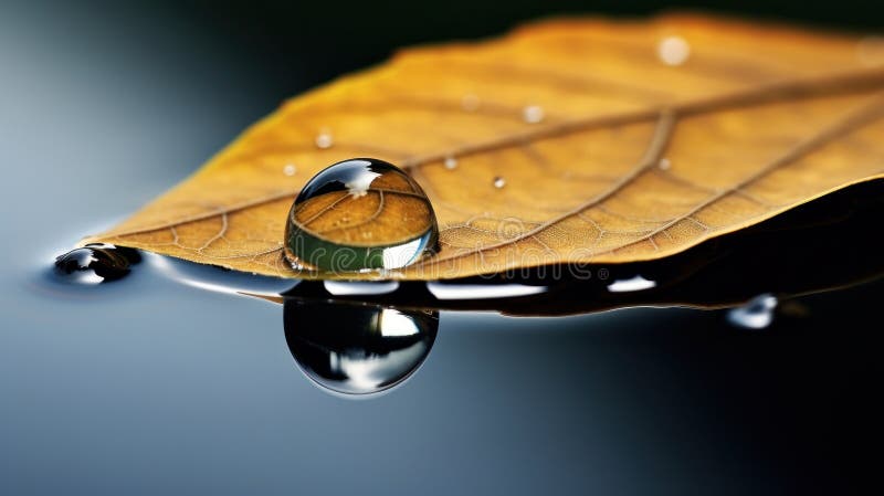 A Water Droplet on a Leaf with Reflections of the Sun, AI Stock Illustration - Illustration of ...