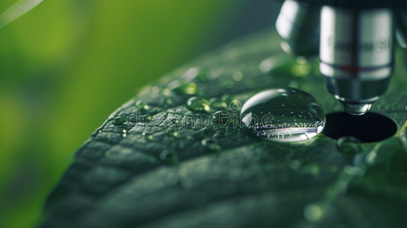 Water Droplet on Leaf Under Microscope Stock Illustration ...