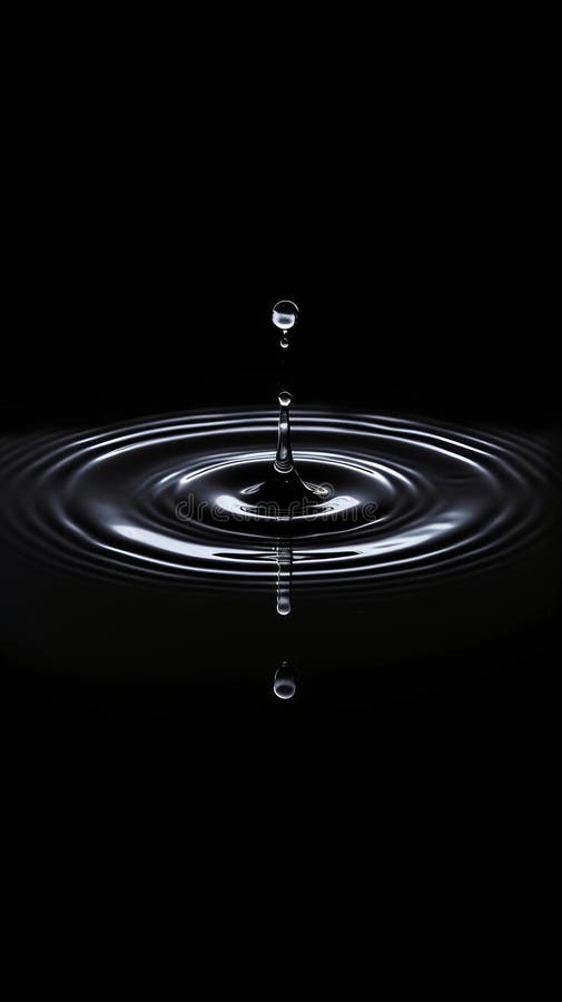 Water Droplet Making Ripple on Black Surface Stock Photo - Image of ...