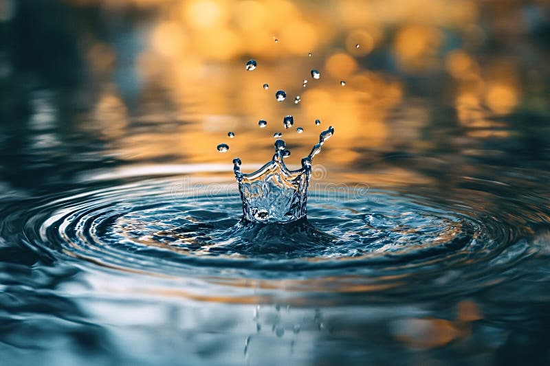 Water Droplet Making a Splash with Crown Shape Stock Photo - Image of ...