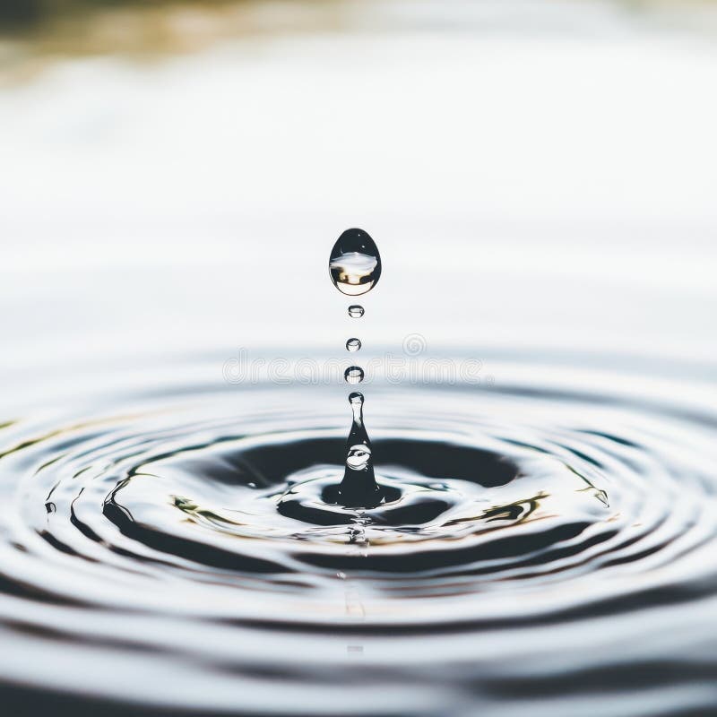 Water Droplet in Mid-air Creating Ripples on Surface Stock Illustration ...