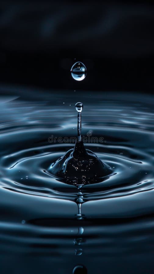 Water Droplet Mid-air Splash with Ripple Effect in Dark Environment ...