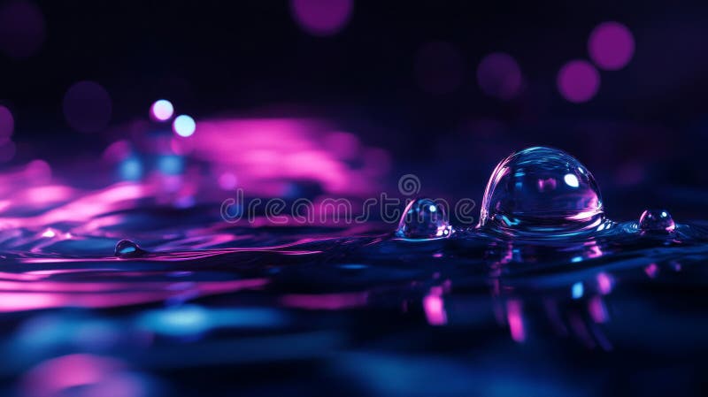 Water Droplet with Purple and Blue Neon Lights Stock Illustration ...
