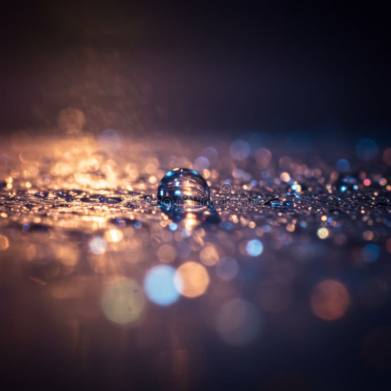 Water Droplet Reflection on a Sparkling Surface Stock Illustration ...