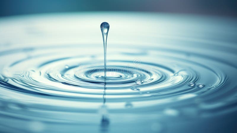 Water Droplet with Ripple Effect, AI Stock Illustration - Illustration ...