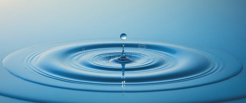 Water Droplet Ripple Effect on Still Blue Surface. Stock Image - Image ...