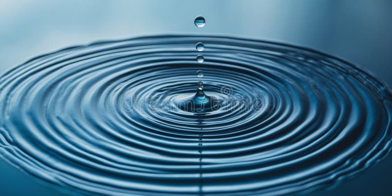 Water Droplet Ripple Effect on Still Blue Surface. Stock Photo - Image ...