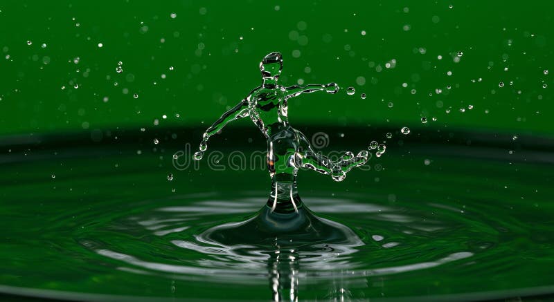 Water Droplet Sculpture: Captivating Human Form Against Green ...