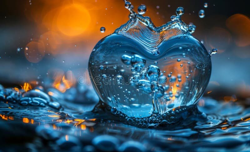 Water Droplet in the Shape of Heart Stock Photo - Image of abstract ...