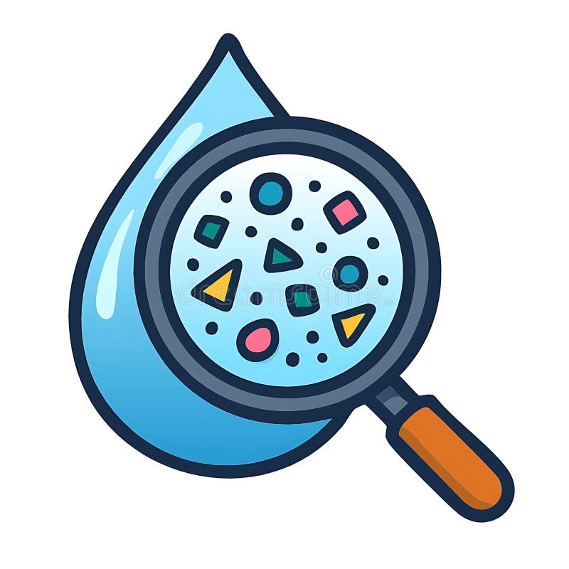 Water Droplet Showing Microplastics through Magnifying Glass Stock ...