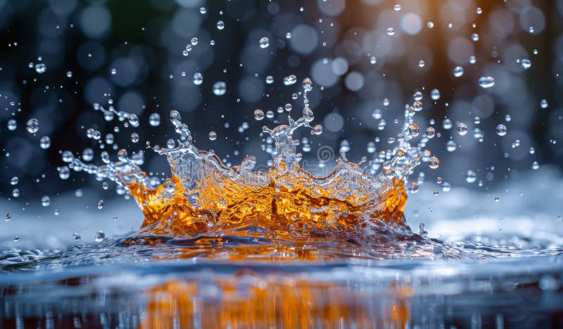 Water Droplet Splash Closeup. Water Droplet Impacting the Surface of a ...