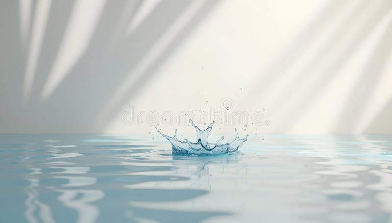 Water Droplet Splash with Crown Formation and Soft Light Shadows on ...