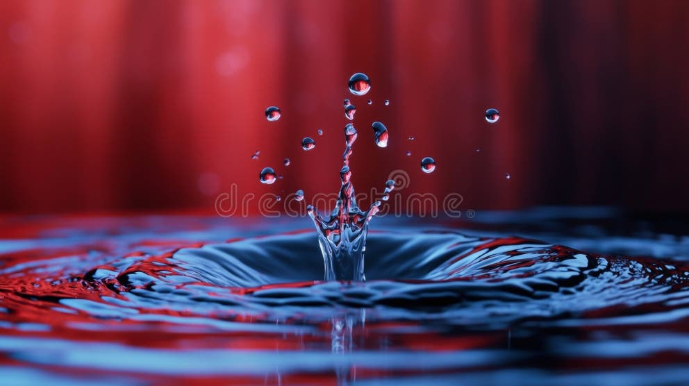 Water Droplet Splash with Dynamic Ripples and Vibrant Colors Stock ...