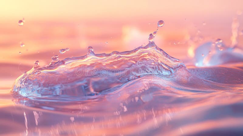 Water Droplet Splash at Sunset Glowing Colors Stock Illustration ...