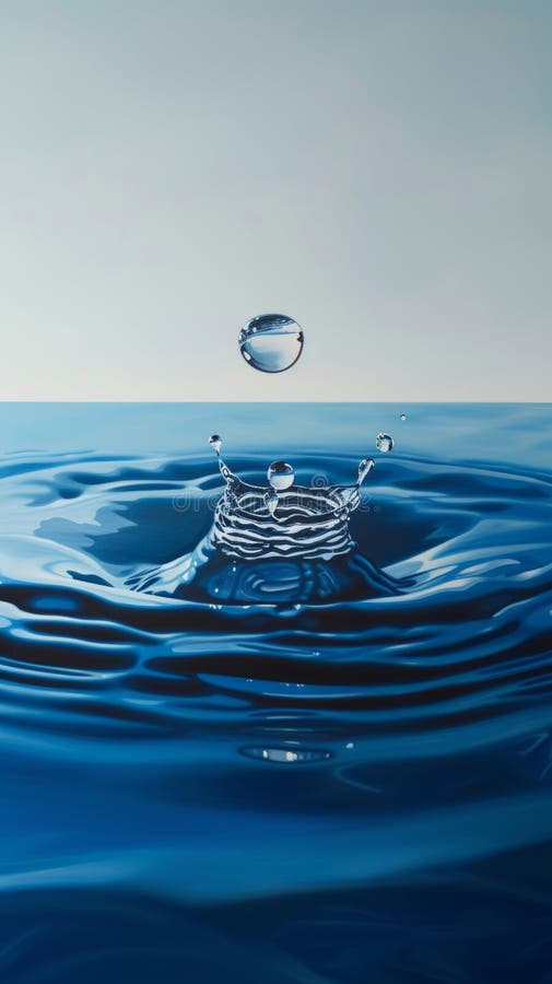 Water Droplet Splashing into Calm Blue Water Stock Image - Image of ...