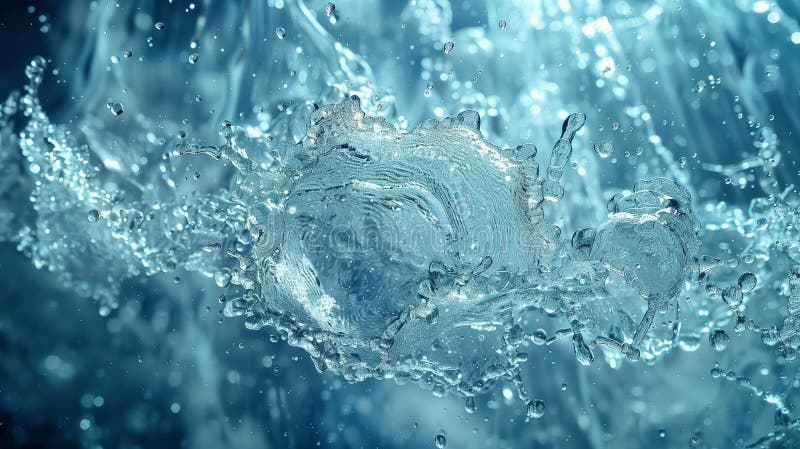 Water Droplet Splashing and Creating Circular Ripples in a Blue Liquid ...
