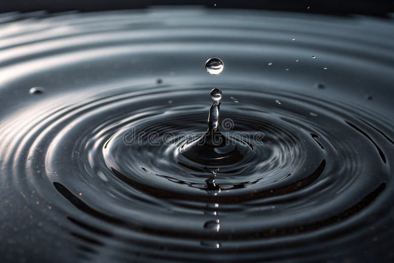 Water Droplet Splashing into Dark Surface Creating Vortex - Generated ...