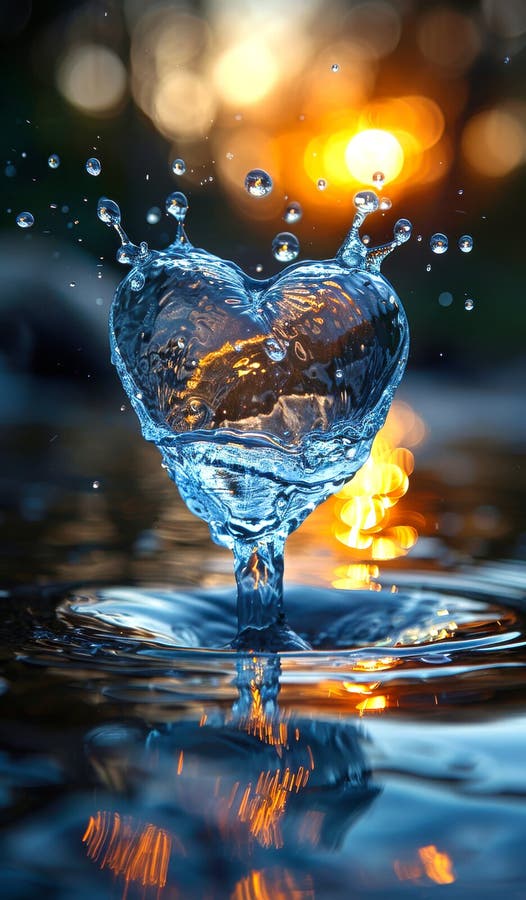 Water Droplet Splashing into Heart Shape. a Heart Shaped Water Splash ...