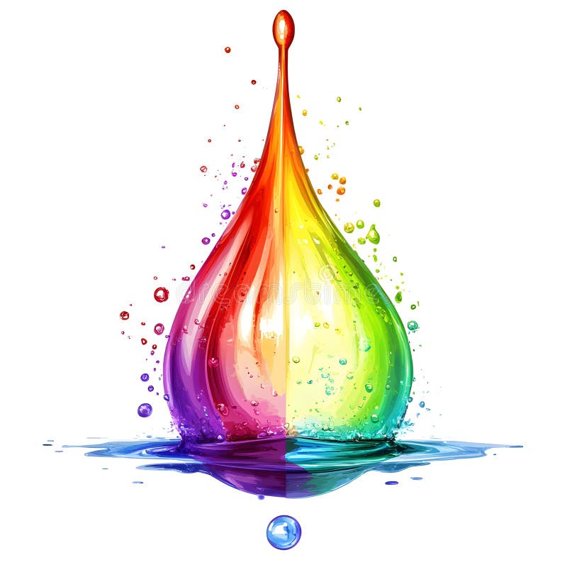 Water Droplet Splashing in Vibrant Colors Stock Illustration ...