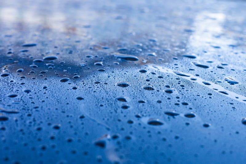 Water Droplets Accumulate on a Blue Surface after Rainfall during the ...