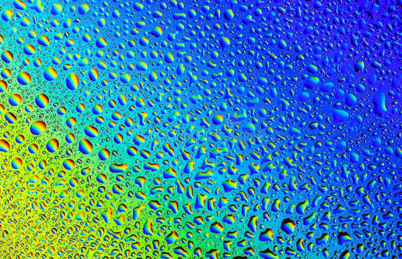 Water Droplets Against the Background of a Yellow-blue Gradient Light ...