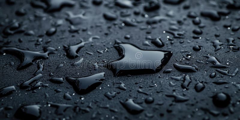 Water Droplets on Black Surface Stock Photo - Image of rain, science ...