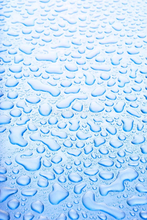 Water Droplets Blue Background Stock Image - Image of surface, details ...