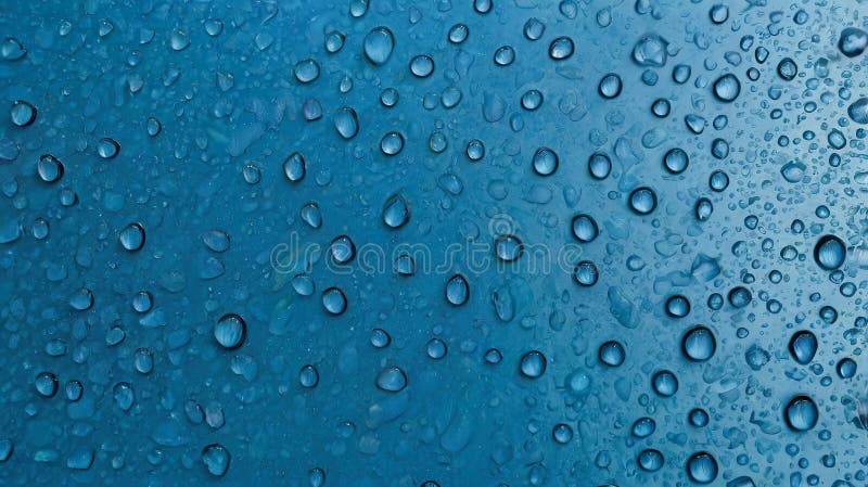 Water Droplets on a Blue Background, Creating an Abstract Pattern of ...