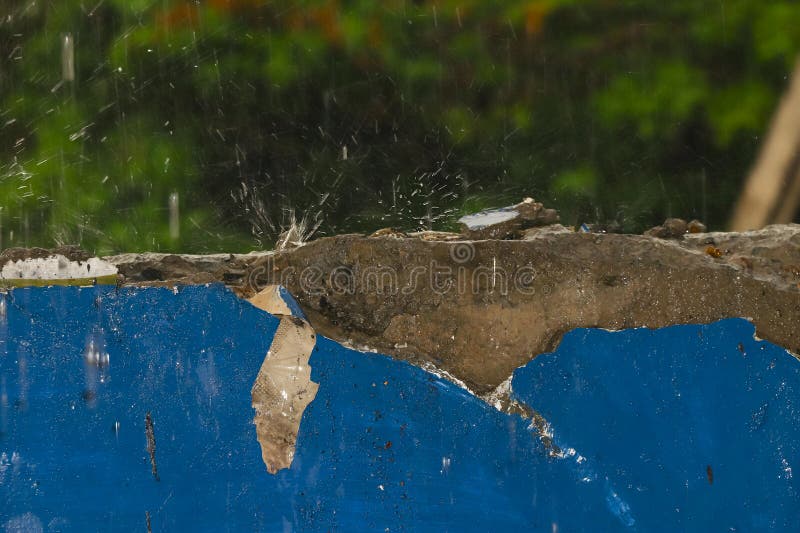 Water Droplets on the Broken Blue Wall Stock Photo - Image of droplet ...
