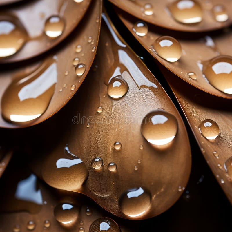 Water Droplets on the Brown Leaves of a Tree Stock Illustration ...