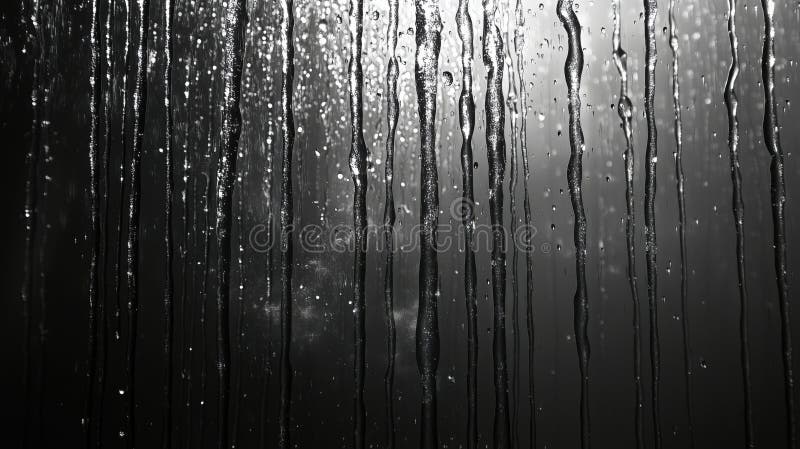 Water Droplets Cascading Down Glass Surface Creating Abstract ...