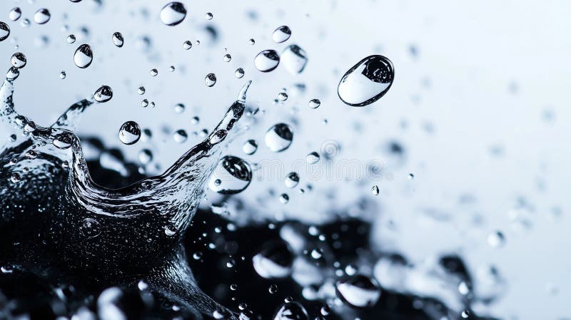 Water Droplets Create Dynamic Splash Against Smooth Surface, Showcasing ...