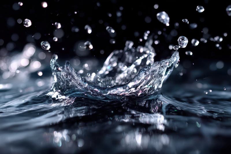 Water Droplets Create Splashes in Dark Setting during High-speed ...
