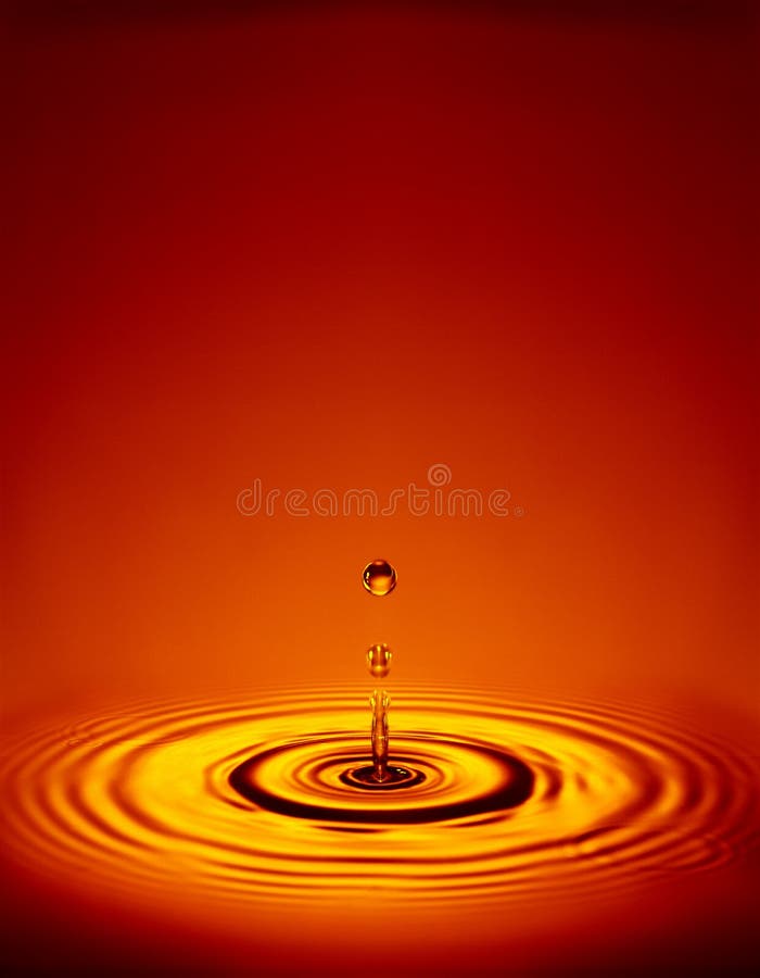 Water Droplets Creating Ripples in Amber Water Stock Image - Image of ...
