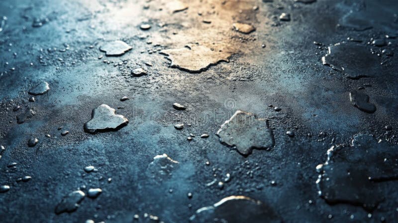 Water Droplets Creating Textures on a Metallic Surface Illuminated by ...