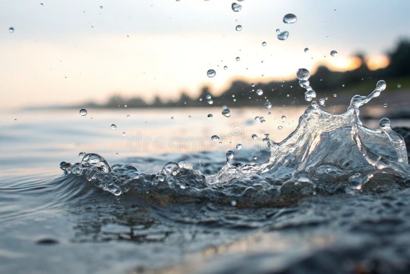 Water Droplets Creating Waves on the Surface Stock Illustration ...