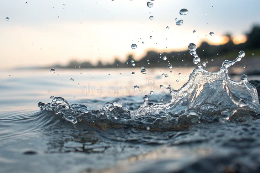 Water Droplets Creating Waves on the Surface Stock Illustration ...